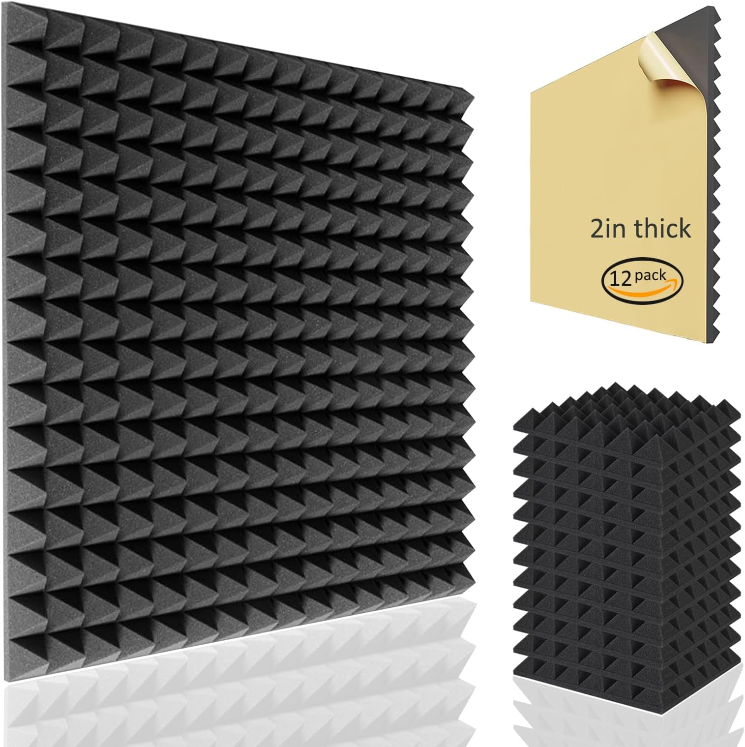 Amazon.com: 12 Pack Sound Proof Foam Panels,Pyramid Design Soundproof ...