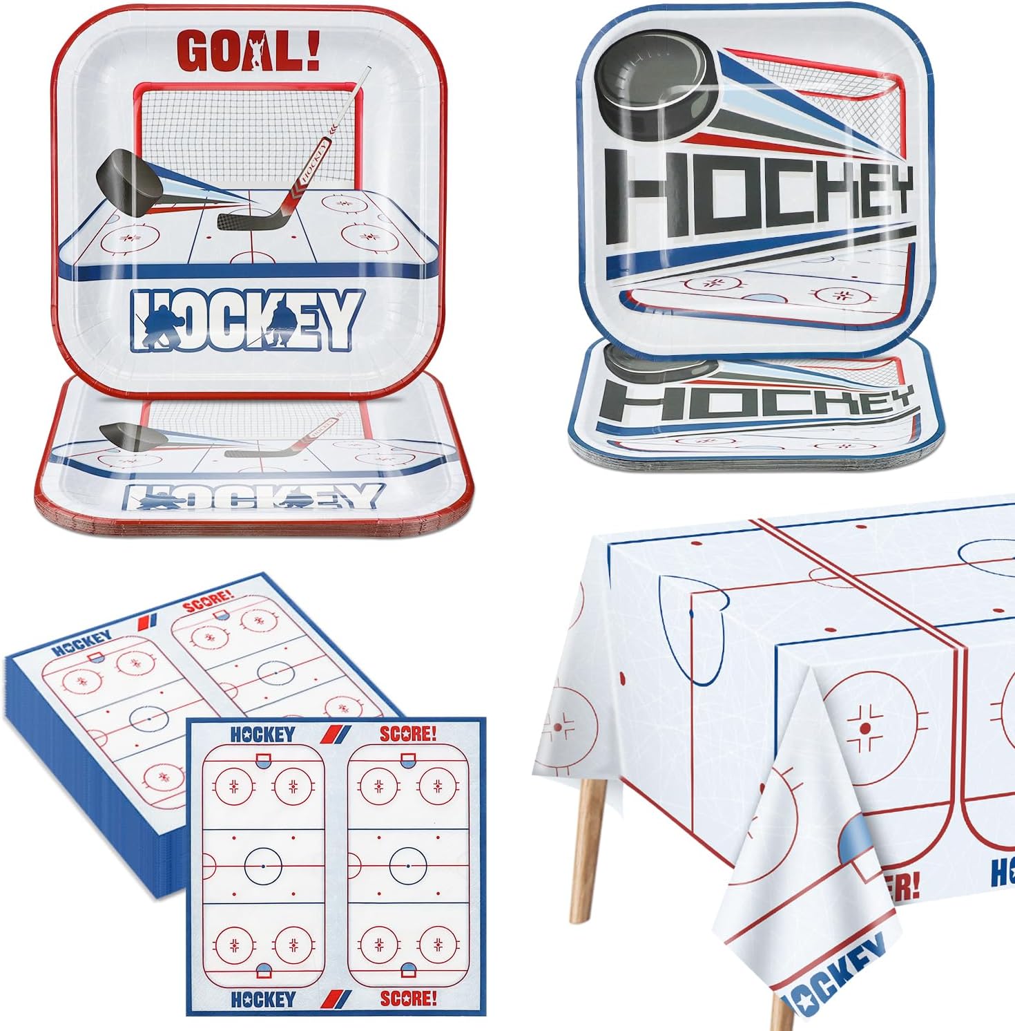 Hockey Birthday Decorations - Ice Hockey Tableware Pack, Disposable ...