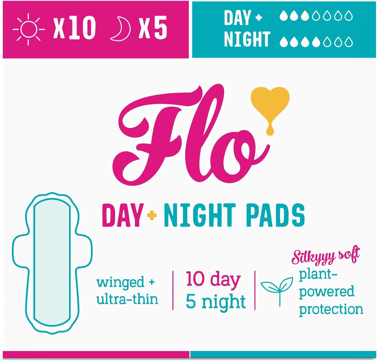 FLO Organic Bamboo Sanitary Towels with Wings – Ultra-Thin, Soft ...