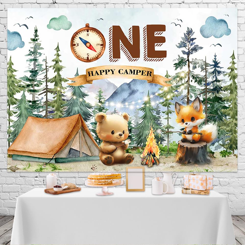 Forest Camping Backdrop ANSHUHAI Forest Camping Birthday Backdrop ...