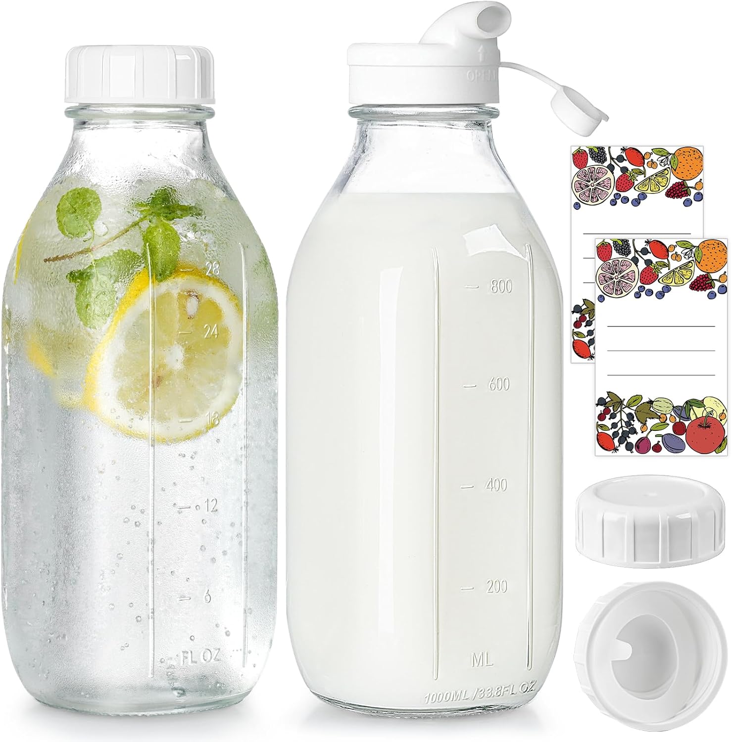 Amazon.com: Milk Bottle with Dispenser Cap, 100% Airtight Heavy Duty ...