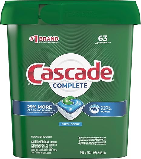Amazon.com: Cascade Complete Actionpacs, Dishwasher Detergent, Fresh ...