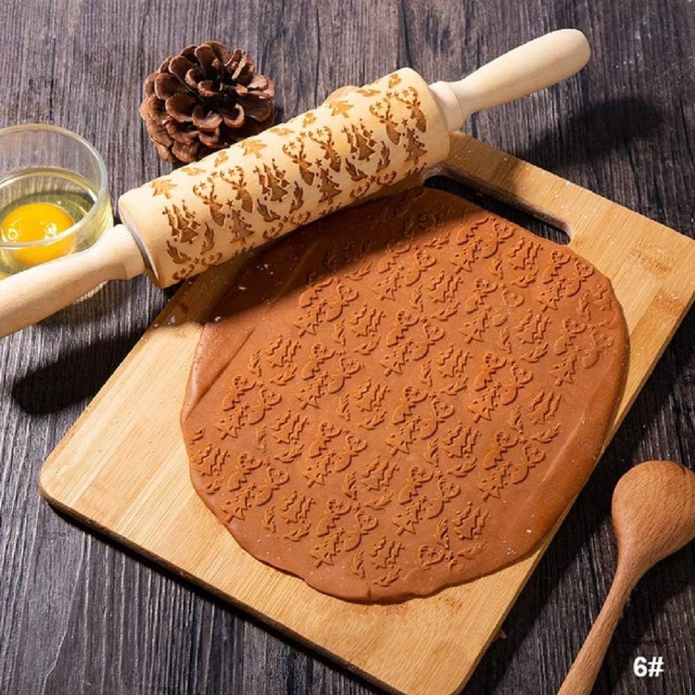 Amazon.com: 3D Wooden Christmas Embossed Pattern Rolling Pin, Laser ...