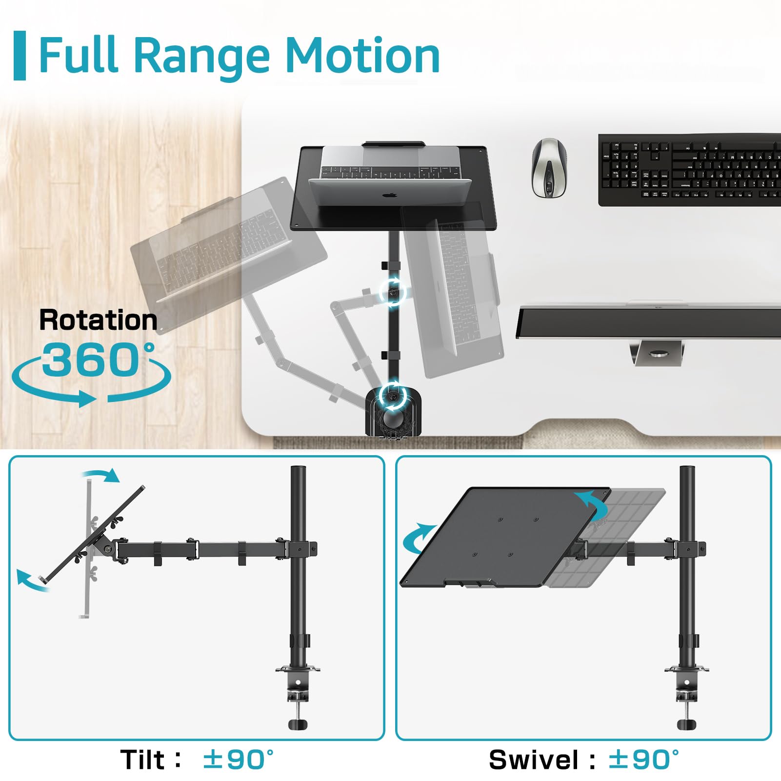 Snapklik.com : MOUNTUP Single Laptop Tray Desk Mount For 13-17 Inch ...
