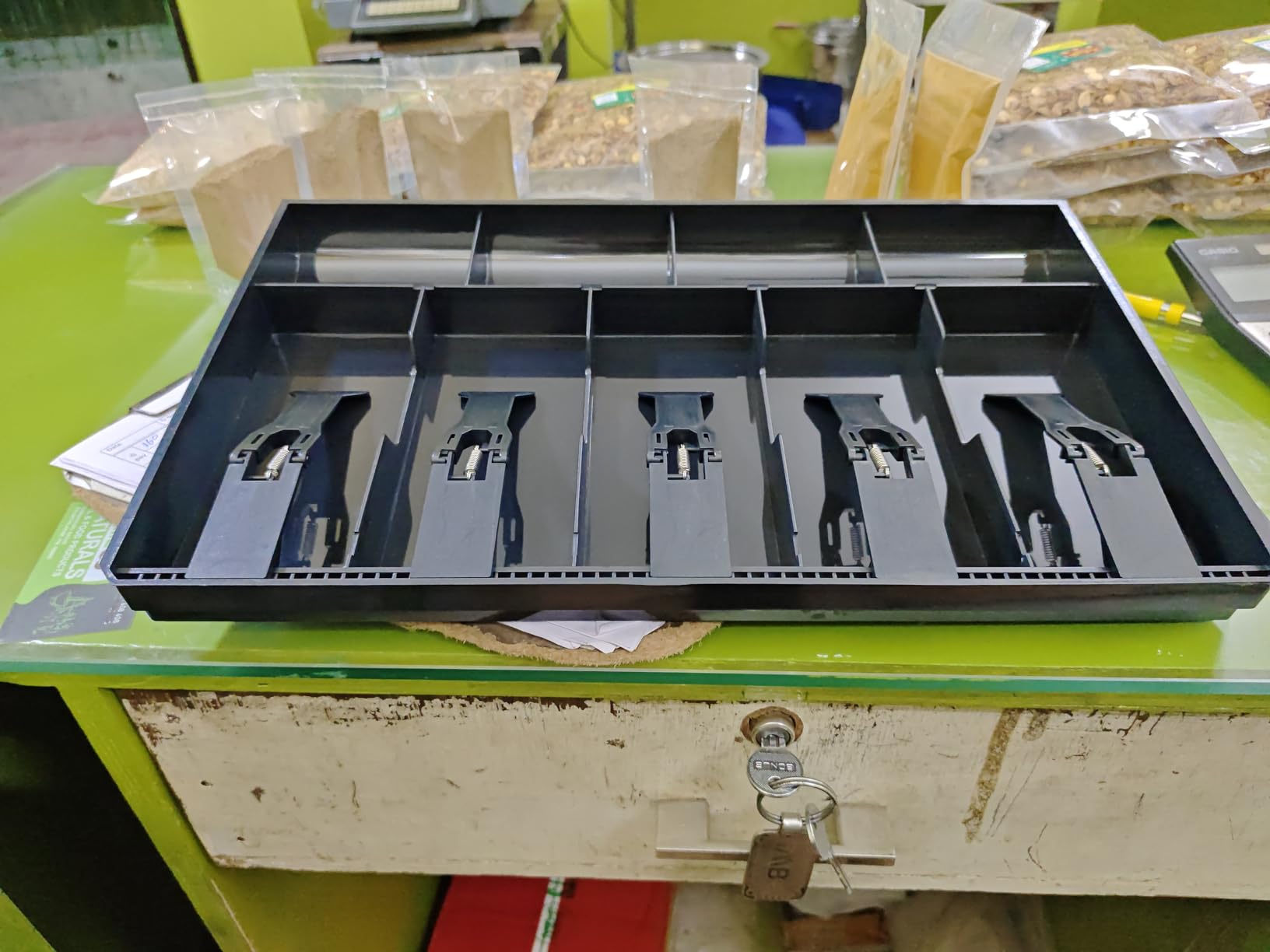 DRIXTY 5 Grids Cash Box Drawer Tray Perfect for Petty Cash ABS Plastic ...