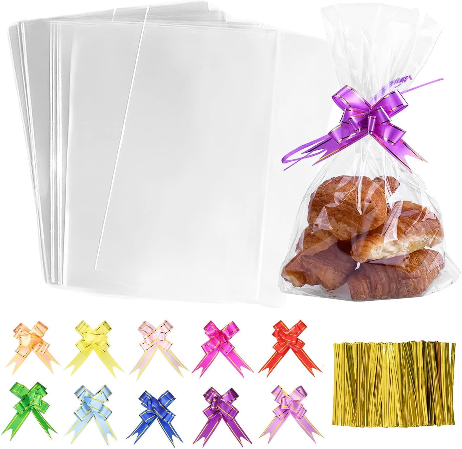 YOZOTI 100 Pack Iridescent Holographic Cellophane Party Favor Treat ...