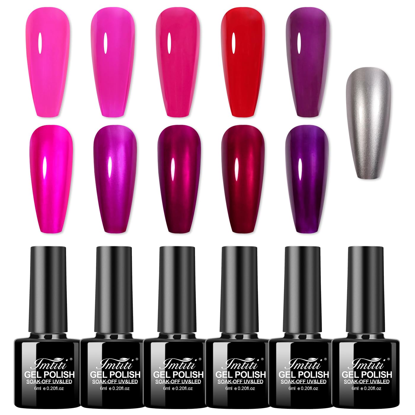 Amazon.com: Imtiti Chrome Gel Nail Polish Set,5 Color Jelly Sheer ...