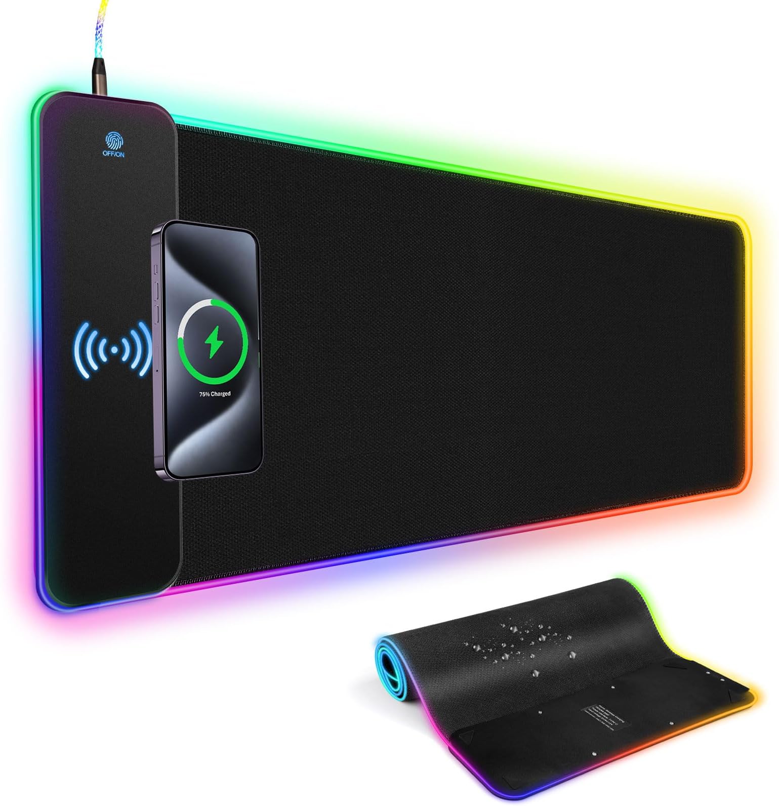 Amazon.com: RGB Gaming Mouse Pad Wireless Charging 15W with LED Cable ...