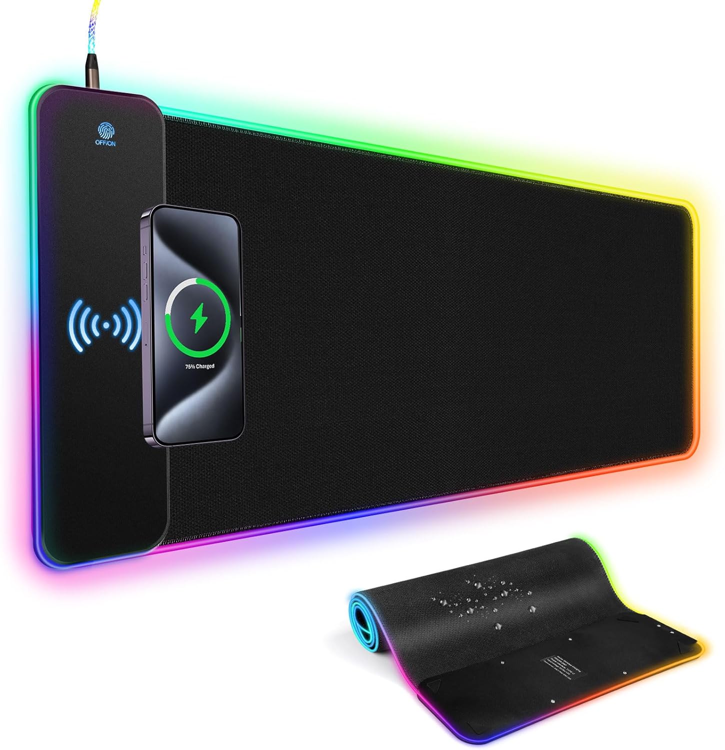 Amazon.com: RGB Gaming Mouse Pad Wireless Charging 15W with LED Cable ...