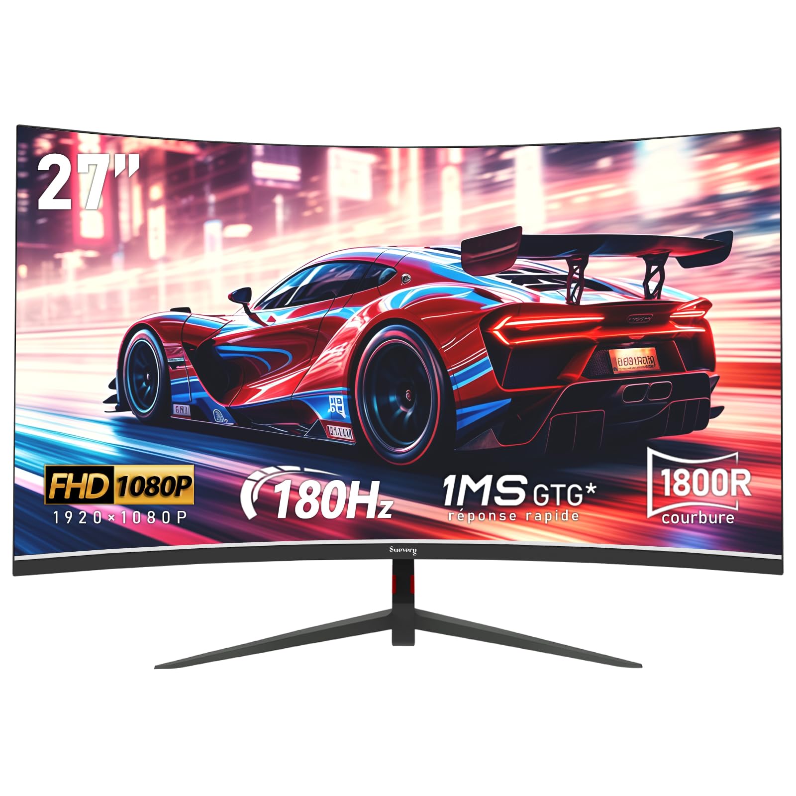 suevery Monitor Curvo 27" Pulgadas 165/180Hz 1800R Monitor para Juegos ...