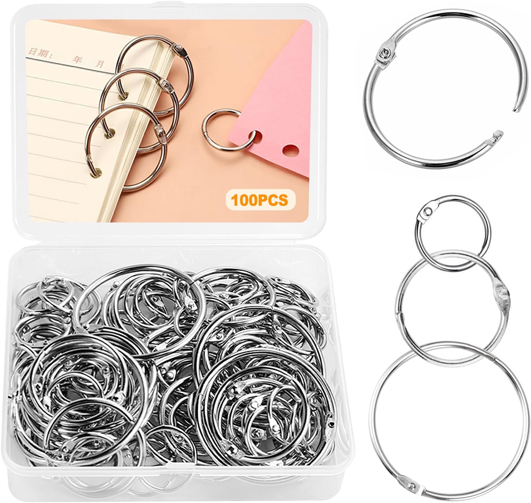 Amazon.com : Binder Rings Assorted Sizes, 35pc,Loose Leaf Binder Ring ...