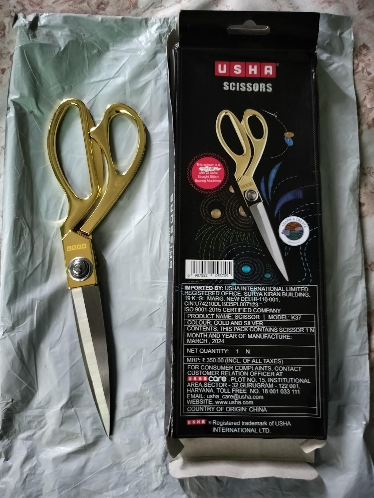 Buy USHA Tailors Scissors (Set of 1, Steel & Golden), ?10L x 10W Millimeters Online at Low ...