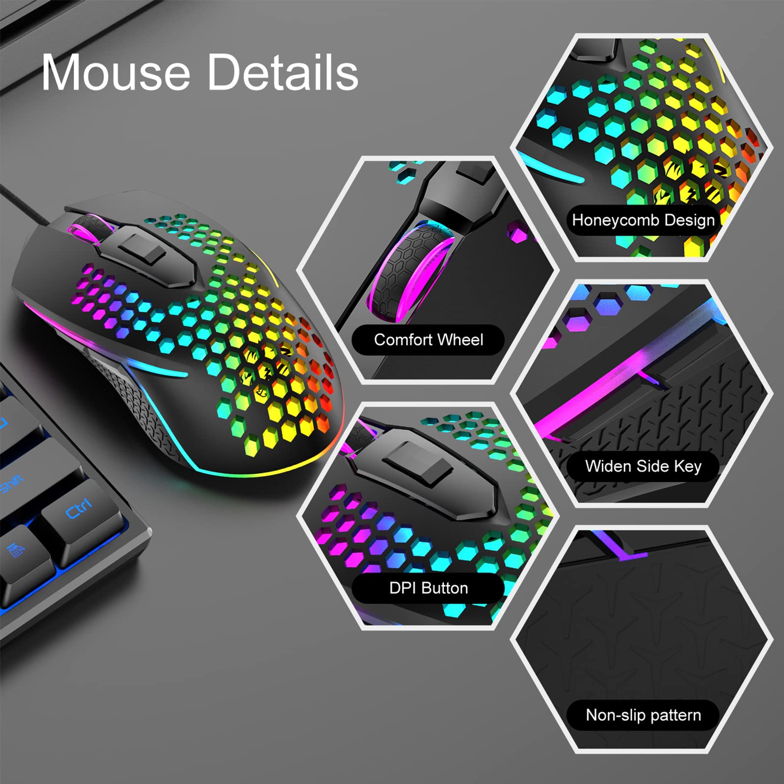 Keyboard Gaming T13 Gaming Keyboard Mouse Combo RGB Backlight USB ...