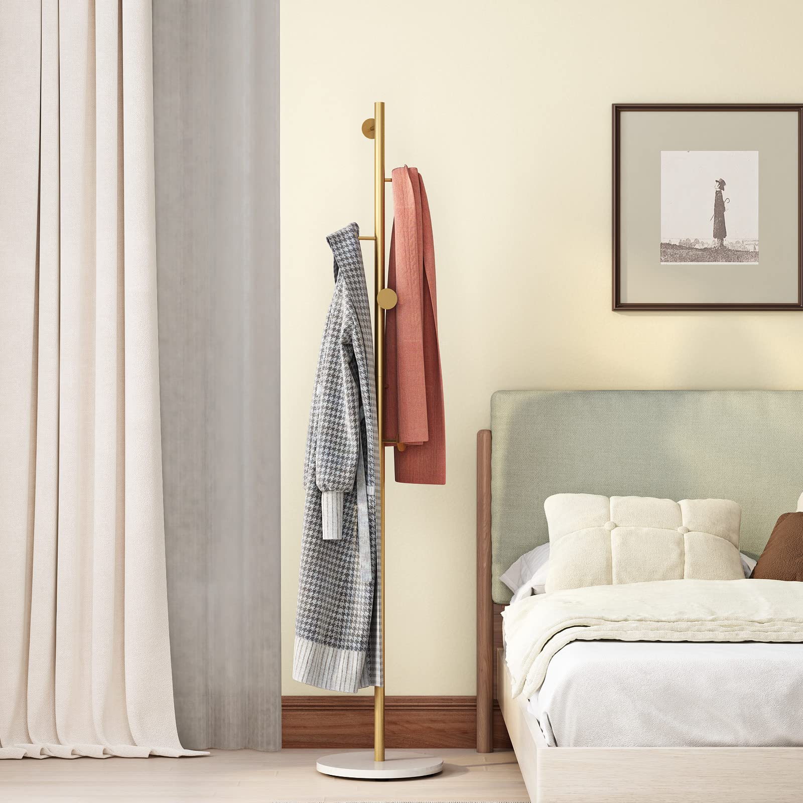 DOORXIFO Gold Coat Racks, Metal Coat Rack Freestanding with Hooks ...