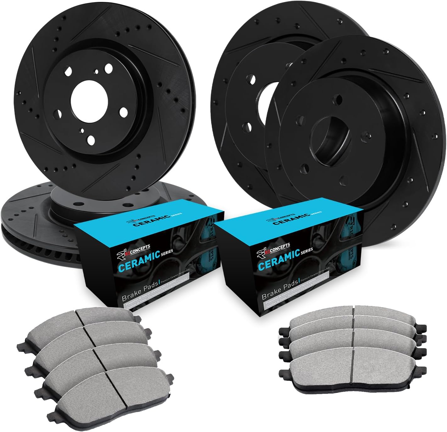 Amazon.com: R1 Concepts Front and Rear Brakes and Rotors| Drilled Slotted Brake Rotors| Front ...
