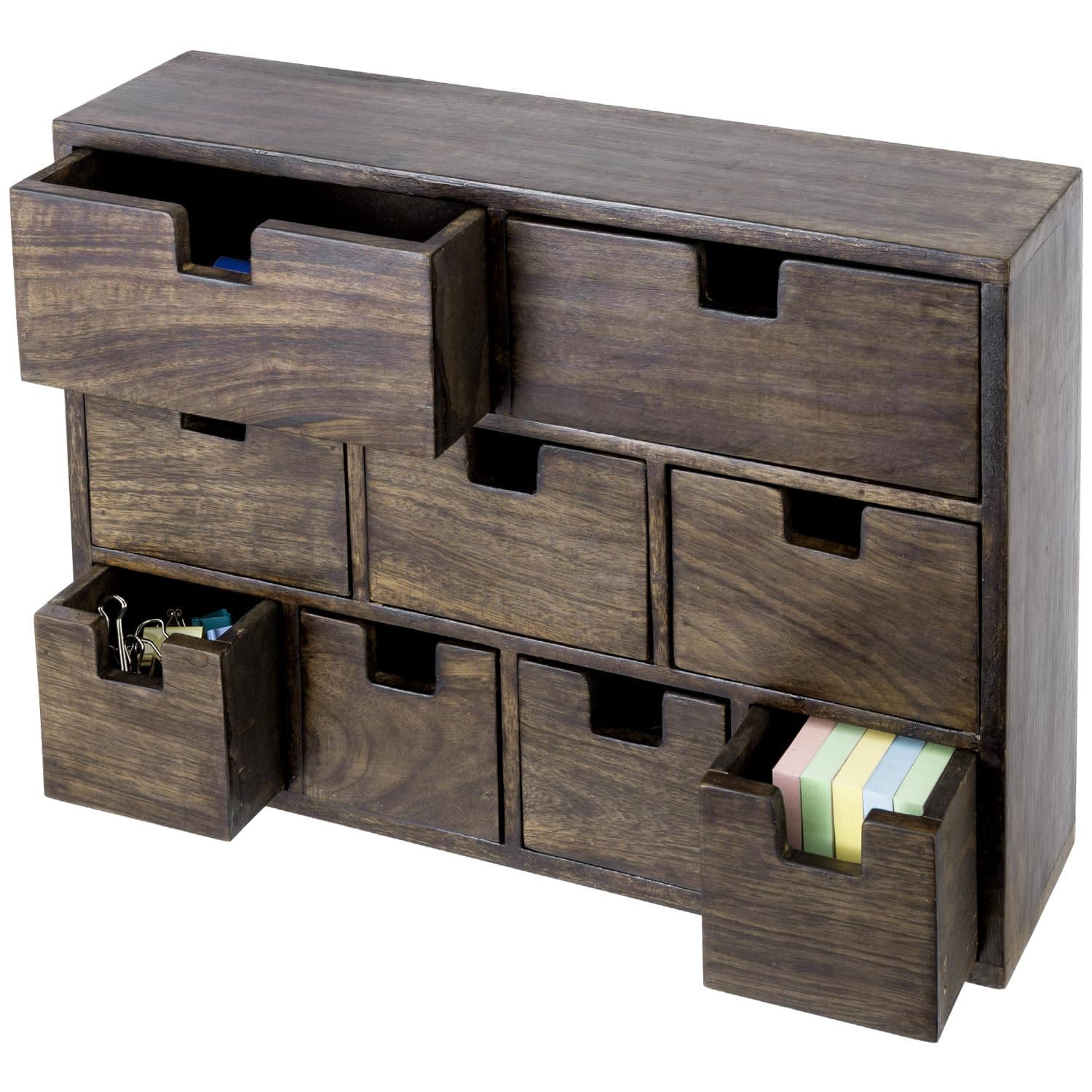 MyGift Brown Mango Wood Vintage Style Desktop Storage Organizer Chest ...