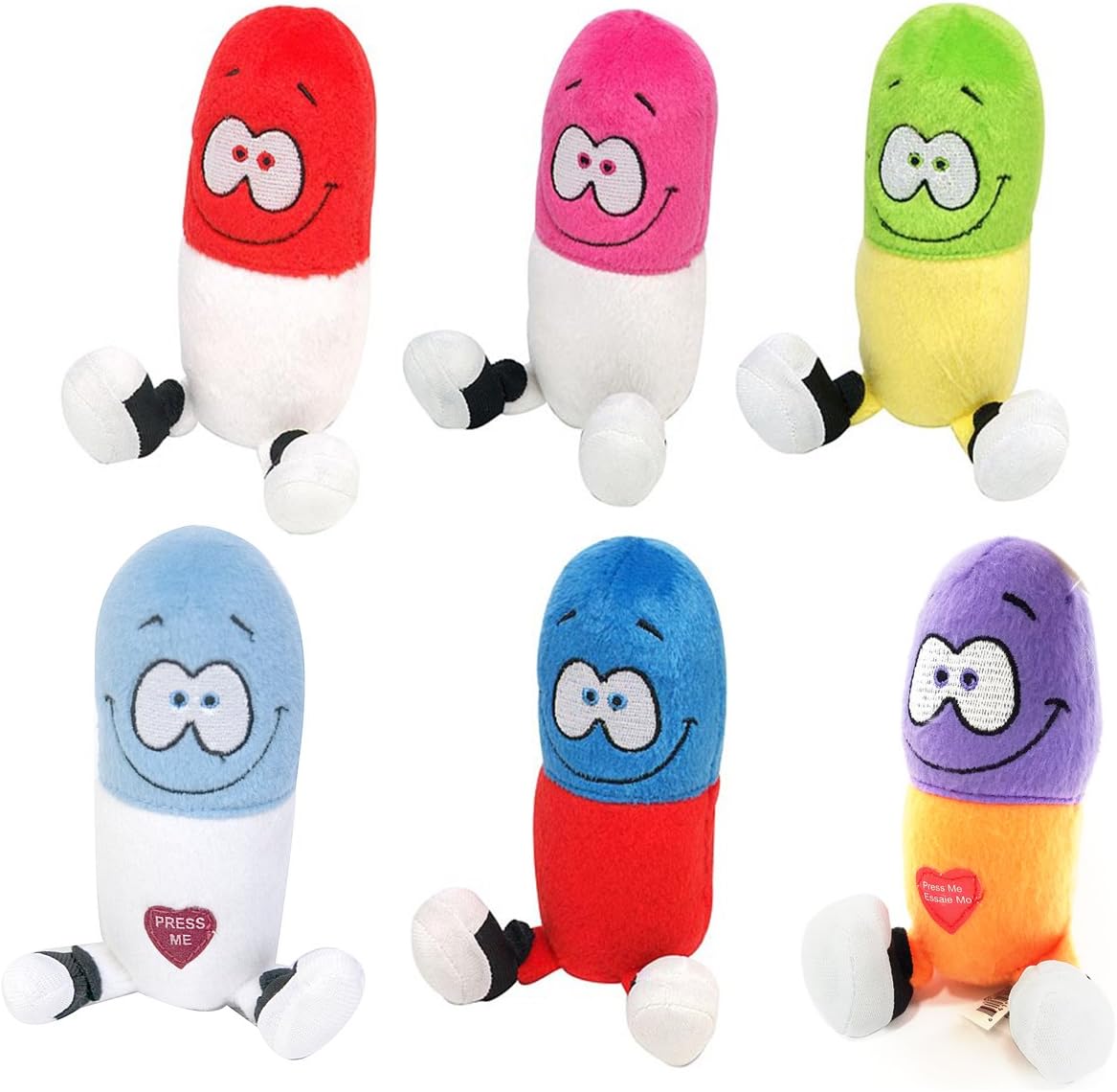 Amazon.com: Just For Laughs Happy Pill Giggling Plush 6-Pack : Toys & Games