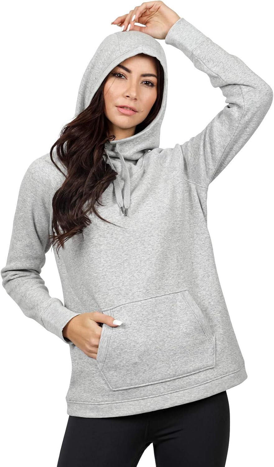 Amazon.com: 90 Degree By Reflex Heavy Fleece Long Sleeve Hoodie Top ...
