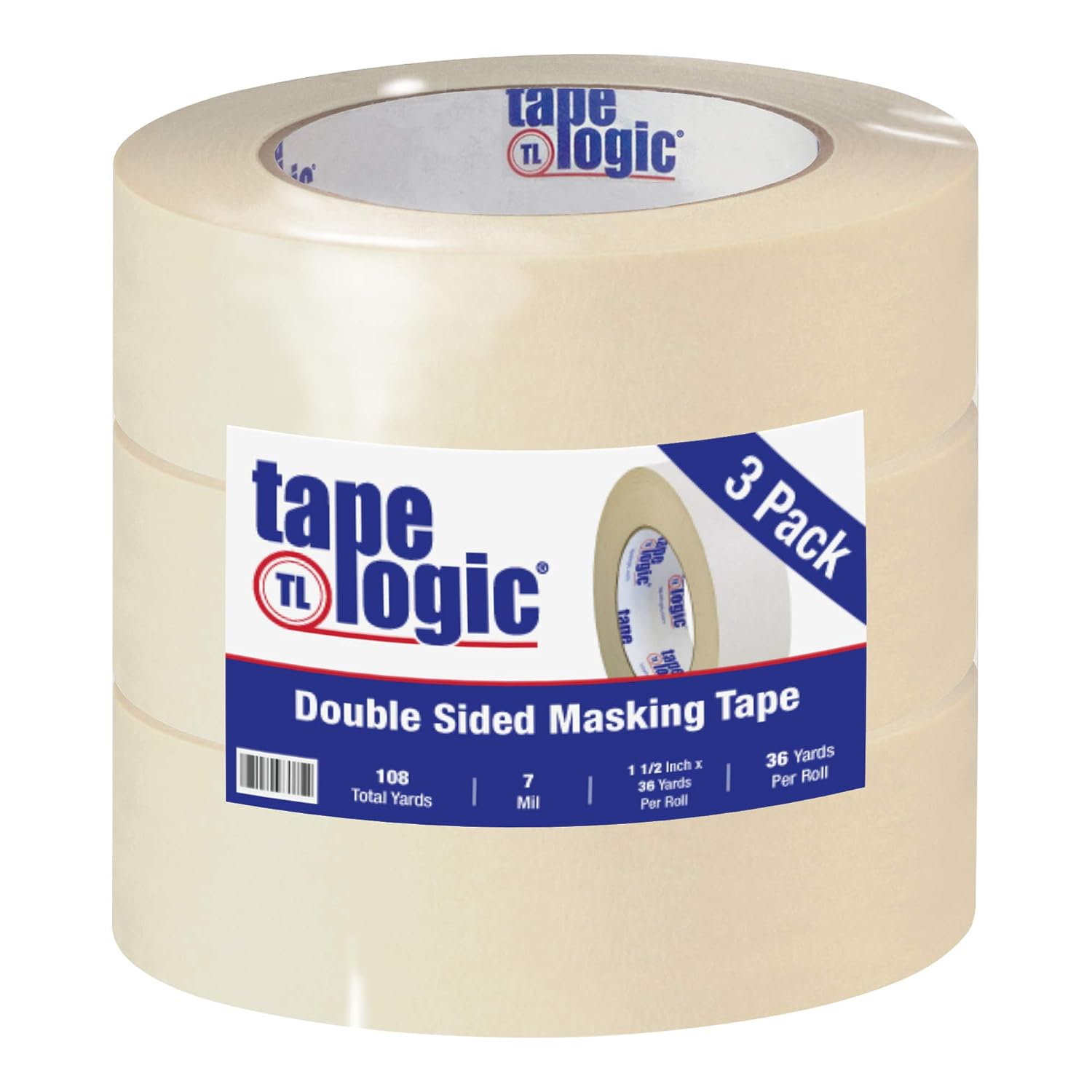 Ship Now Supply Tape Logic Double Sided Masking Tape, 1 1/2" x 36 yd ...
