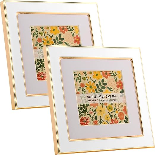 Amazon.com - YiPinYin 4x4 White Enamel Square Photo Frame 2pack with ...