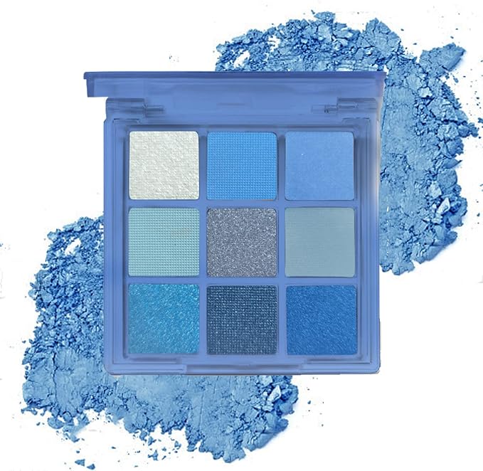 Blue Eyeshadow Palette, Matte Glitter Eye shadow Makeup, 9 Colours Navy ...