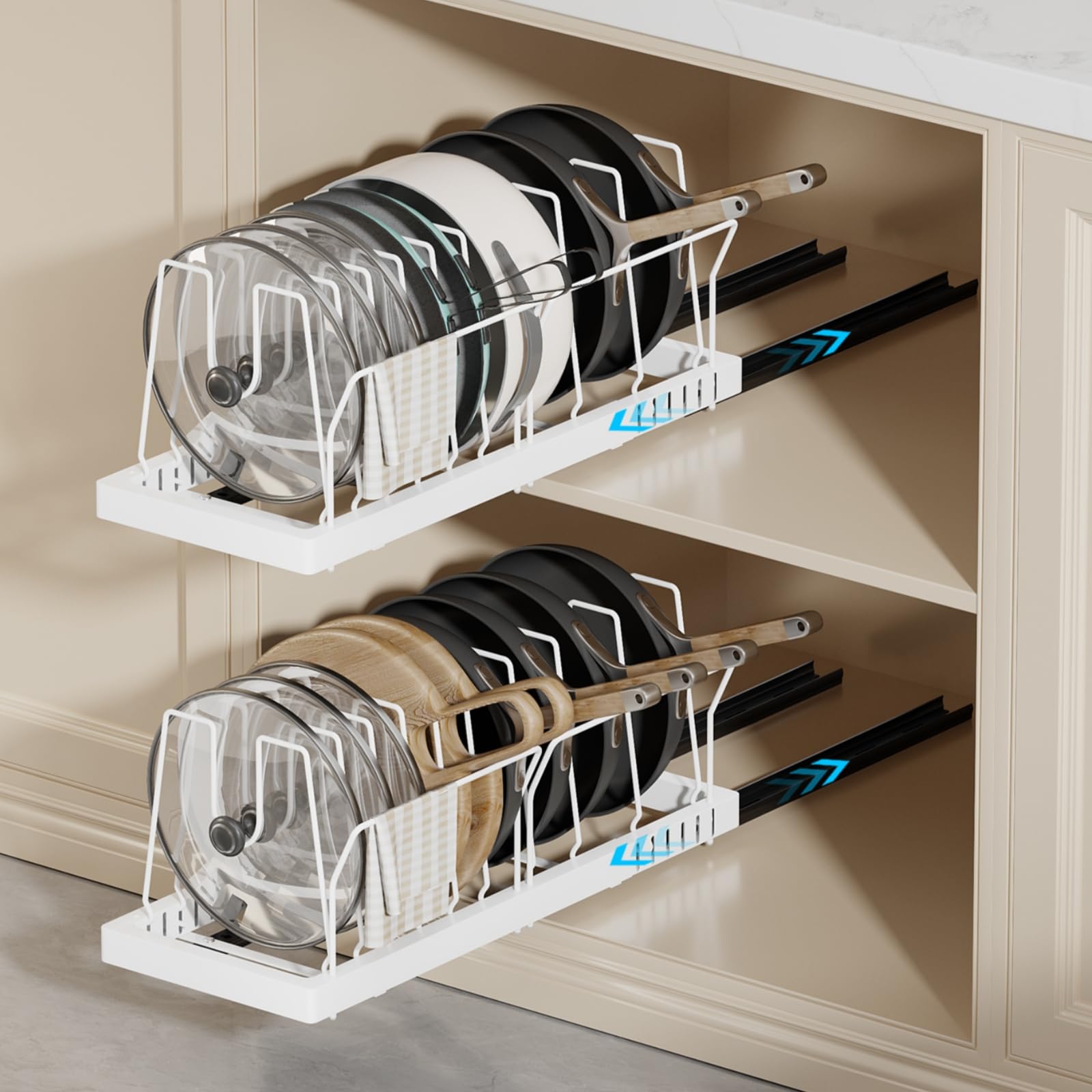 Amazon.com: Magheo 2 Pack Pots and Pans Organizer Under Cabinet, 22 ...