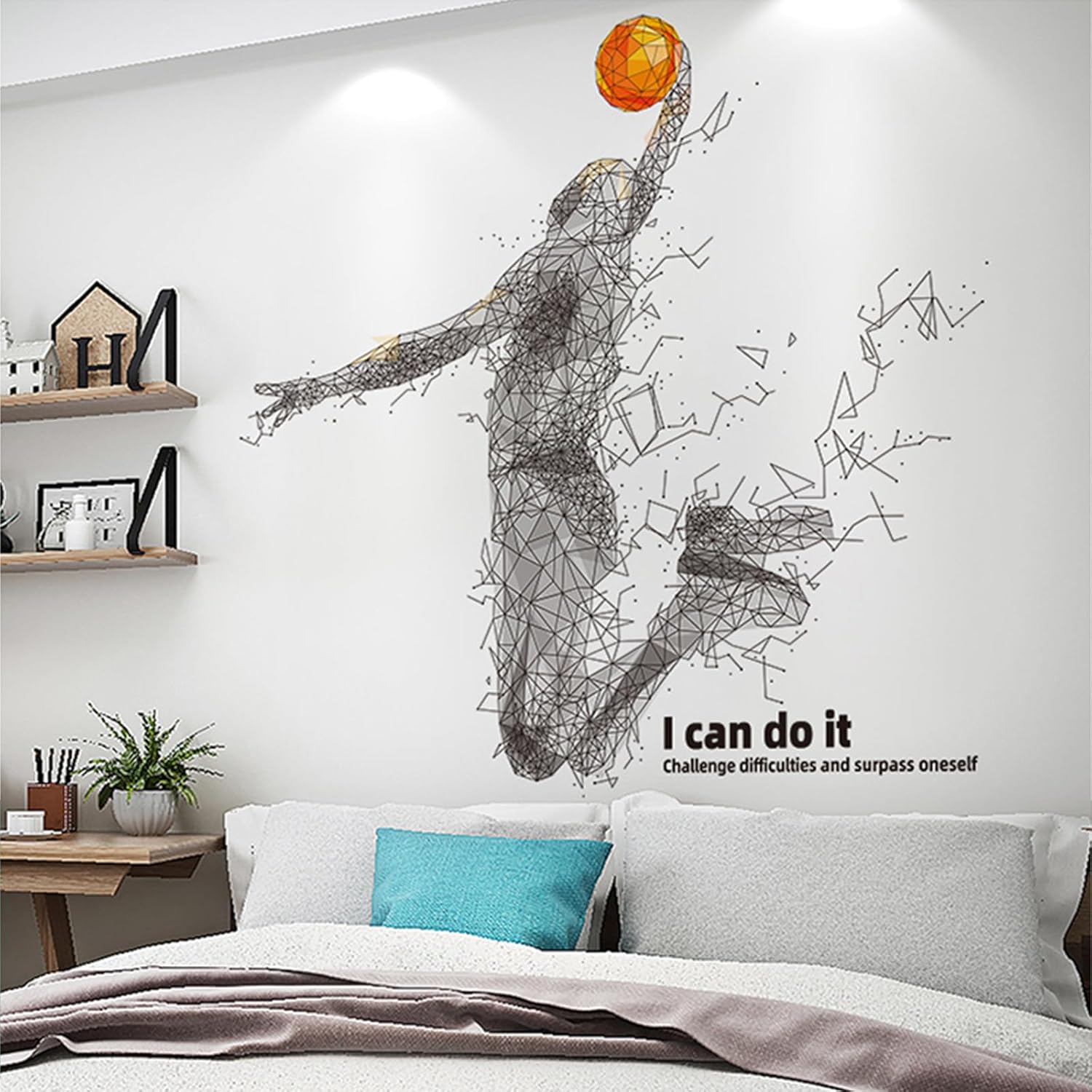 Amazon.com: 3D Basketball Player Wall Stickers Children's Bedroom ...