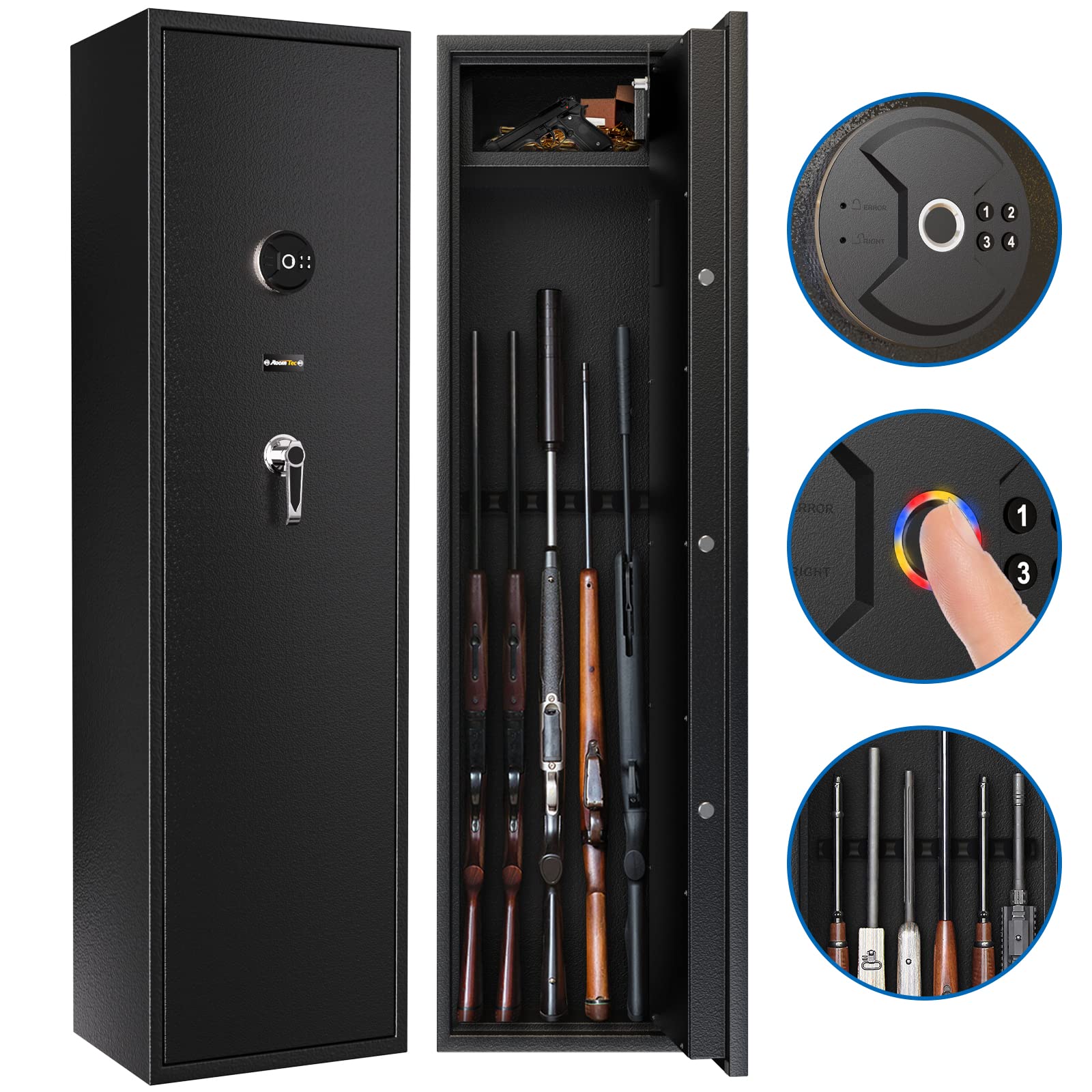 Roomtec 6 Gun Rifle Safe Biometric Fingerprint Gun Safes Home ...