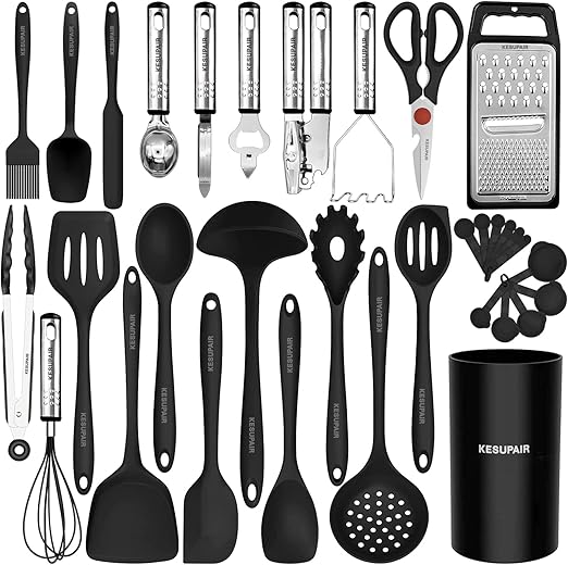 Amazon.com: Kitchen Utensils Set - 446°F Heat Resistant Silicone ...