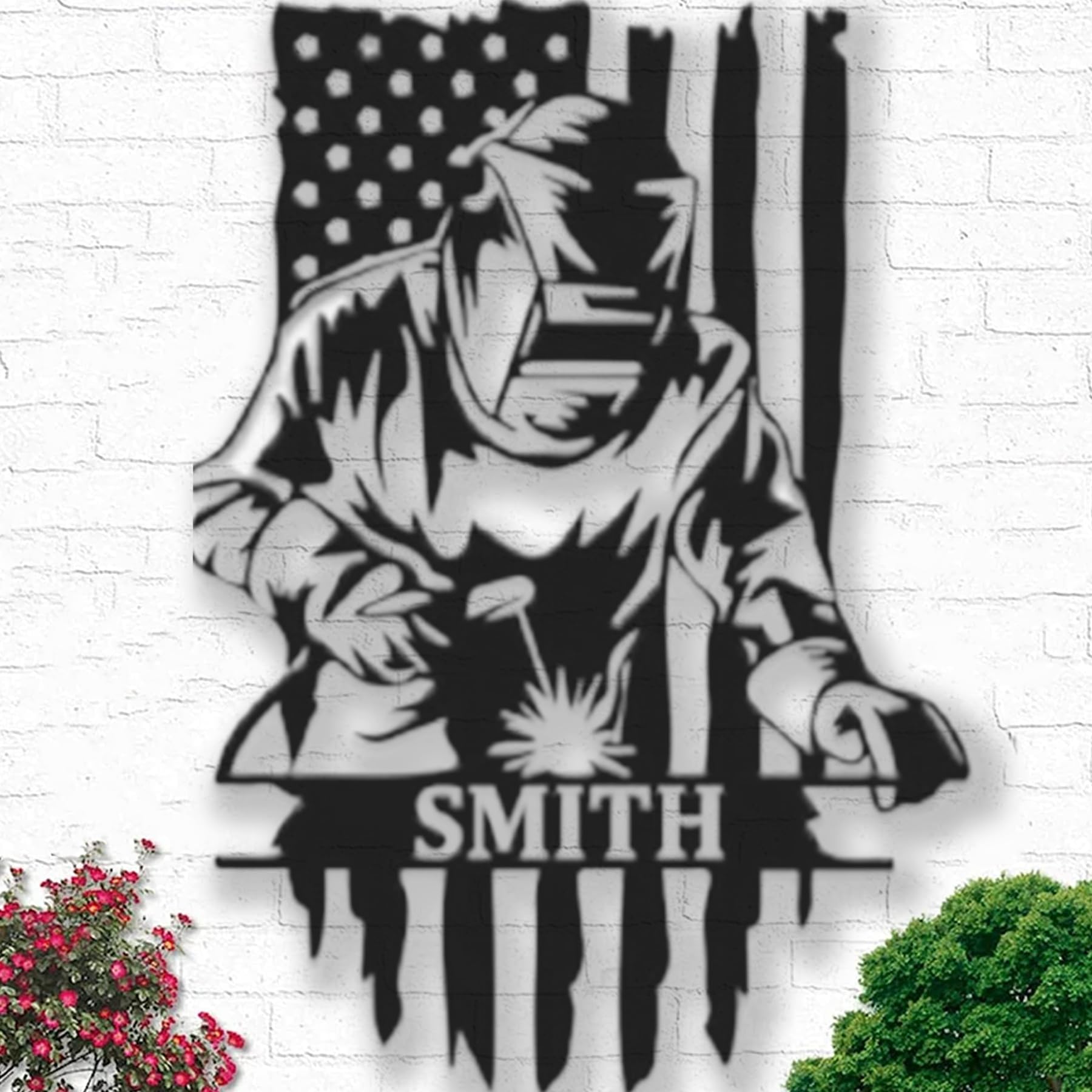 Amazon.com: Personalized Welder US Flag Metal Sign, Welding Metal Wall ...