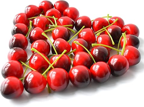 Amazon.com: Chewarelly 36 Pcs Artificial Lifelike Cherries Fake Cherry ...