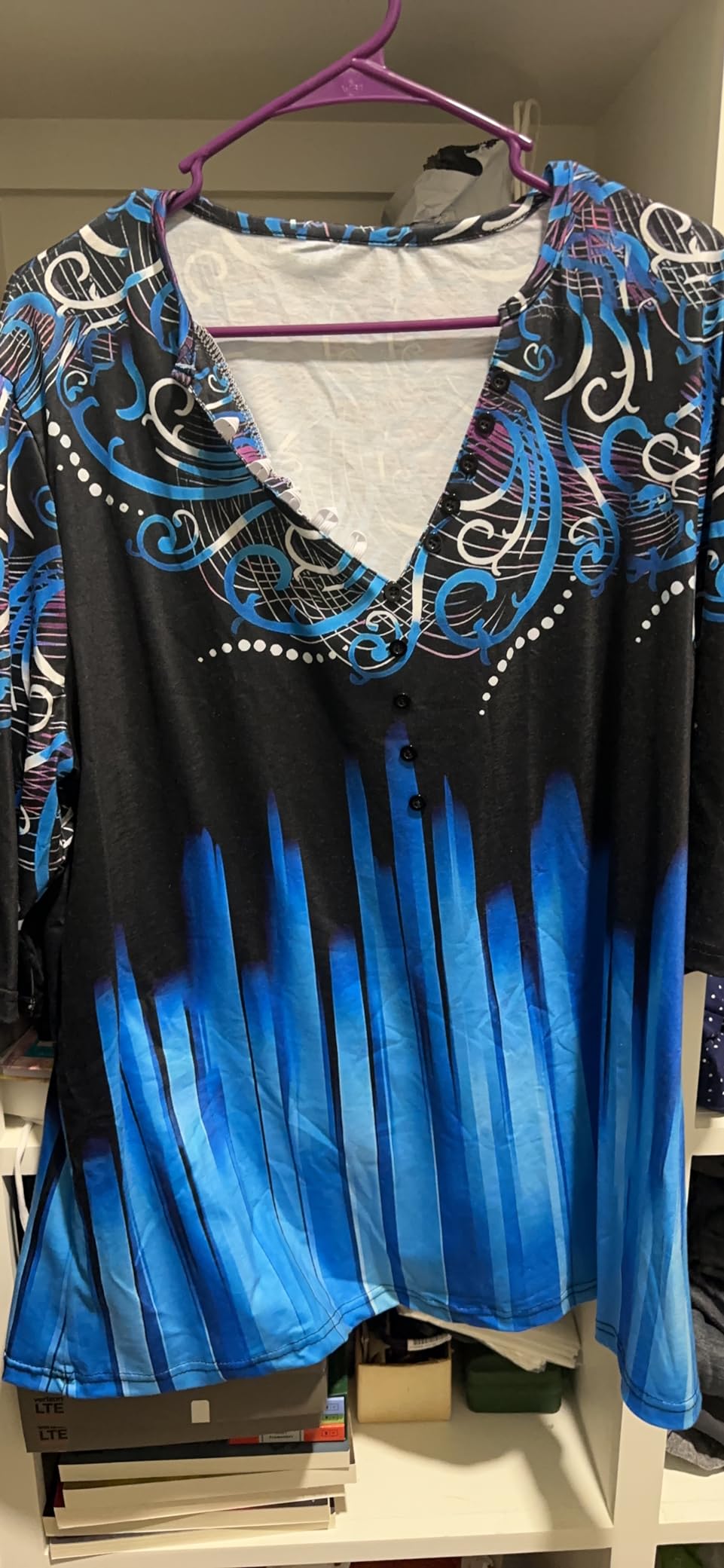 Ceboyel Women Floral Print Henley Shirts Button Down V Neck Sexy Causal ...