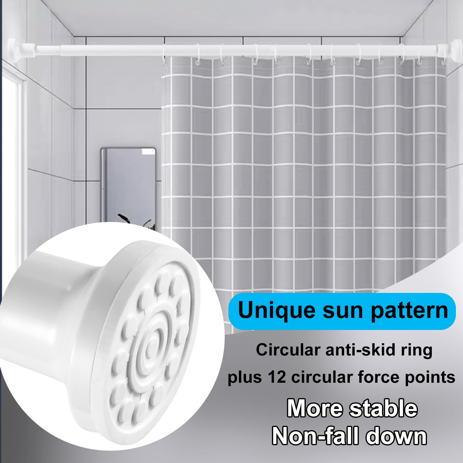 Snapklik.com : Shower Curtain Rod White, Spliced 3-Section Shower Rod ...