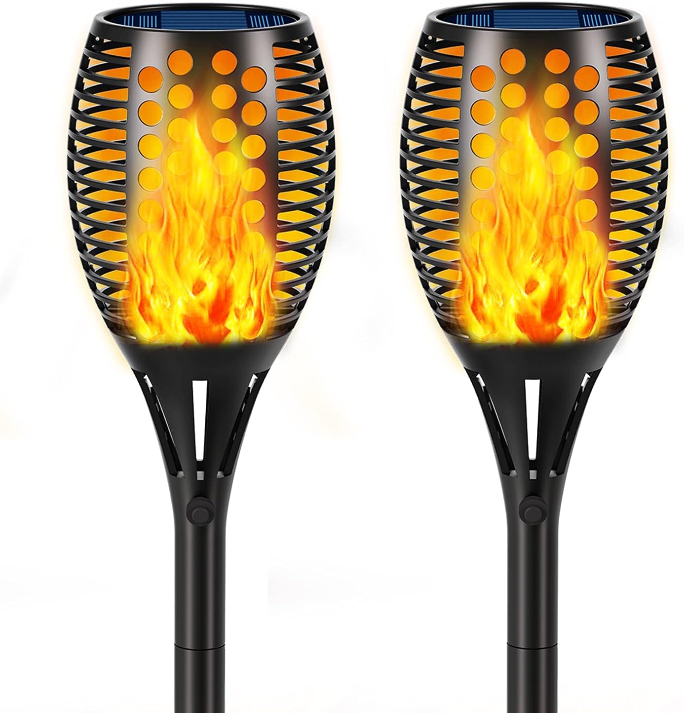 2 Pack 33 Led Solar Torch Lights: LED Flickering Flame Torches for ...