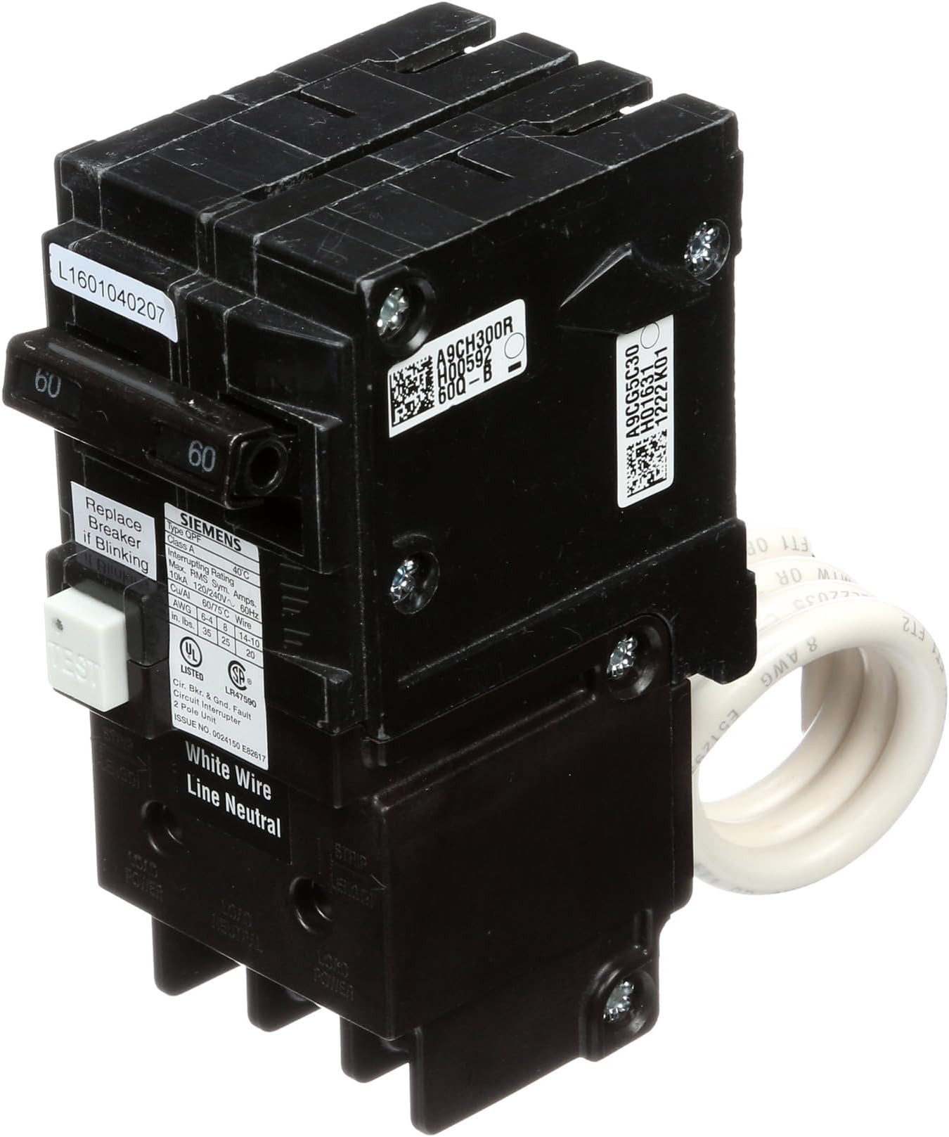 eaton/ cutler hammer ch260gf 2 pole 60 amp gfi/gfci for ch series panel ...