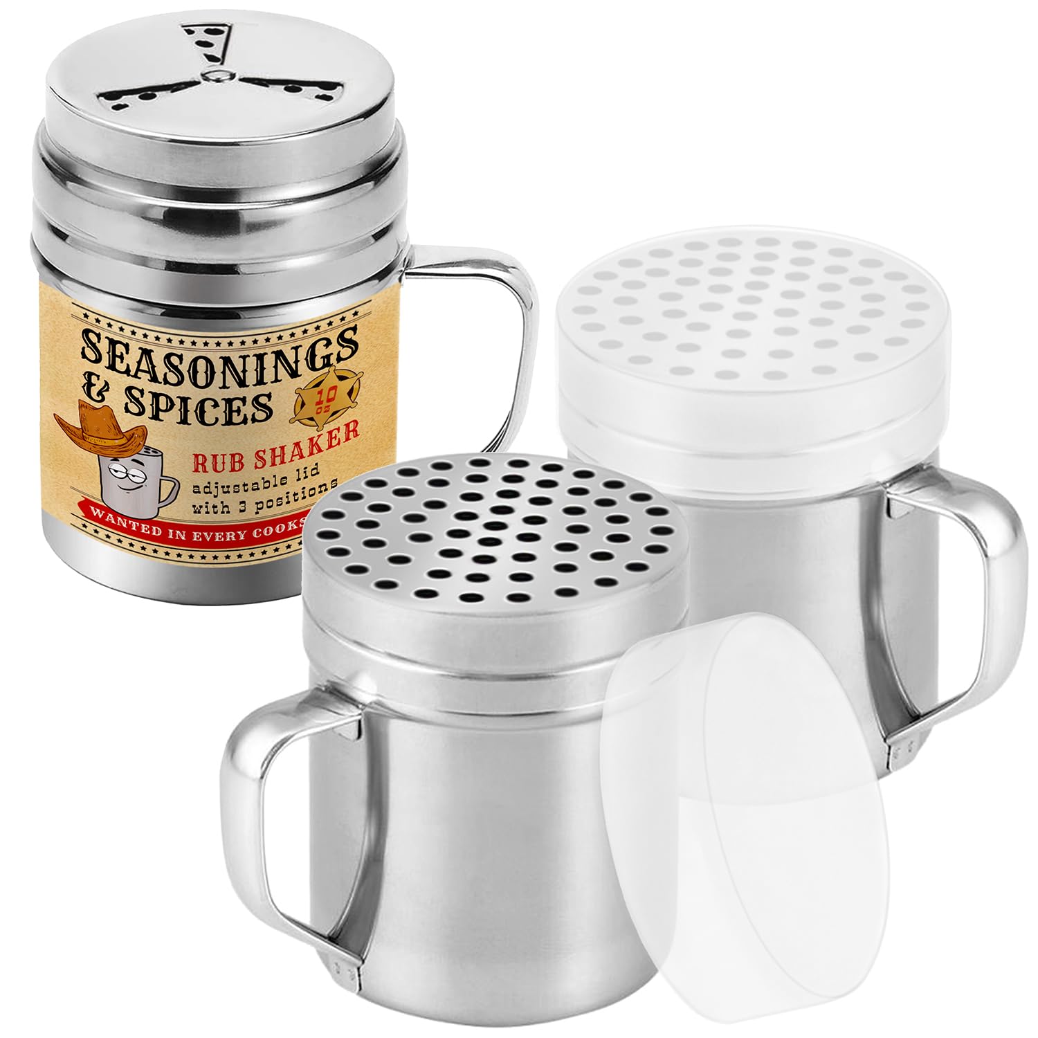 Amazon.com: [2-pcs] 10oz Metal Parmesan Cheese Shakers (Large Holes ...