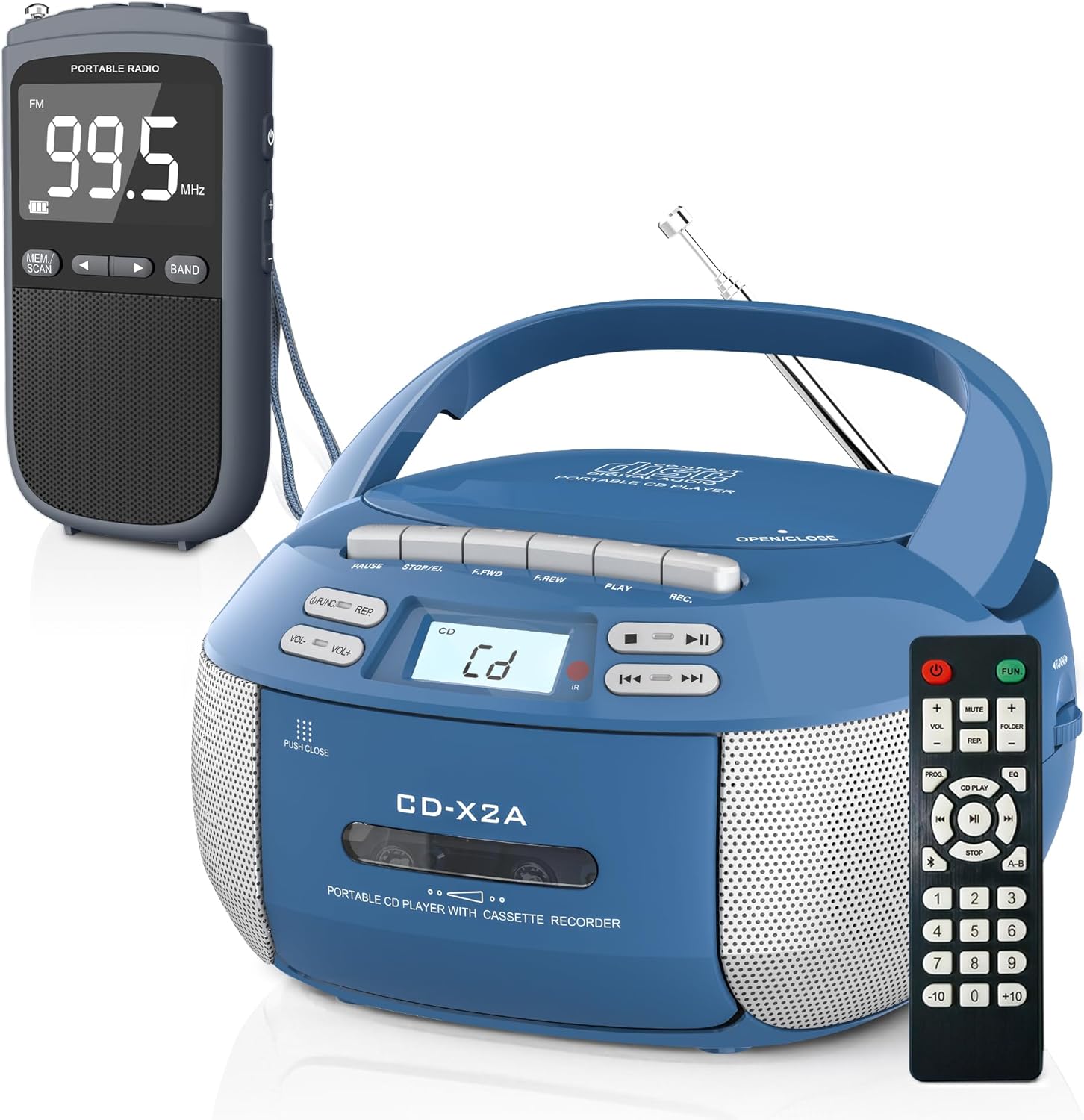 Amazon.com: Boombox CD Player & Cassette Player Combo + Rechargeable AM ...