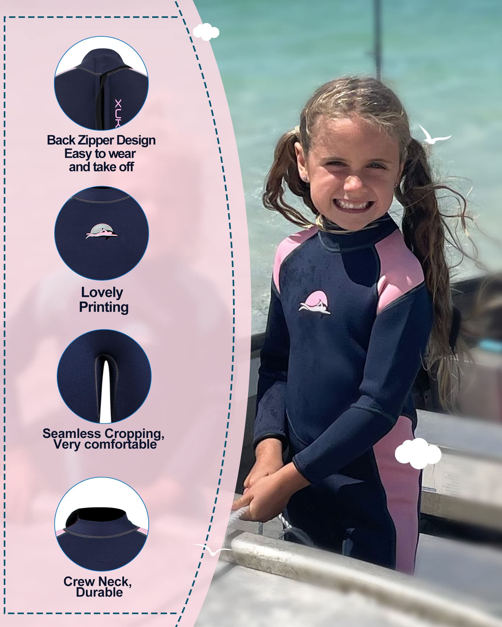 Snapklik.com : Kids Wetsuit For Boys Girls Toddlers, 3mm Wetsuit Back ...