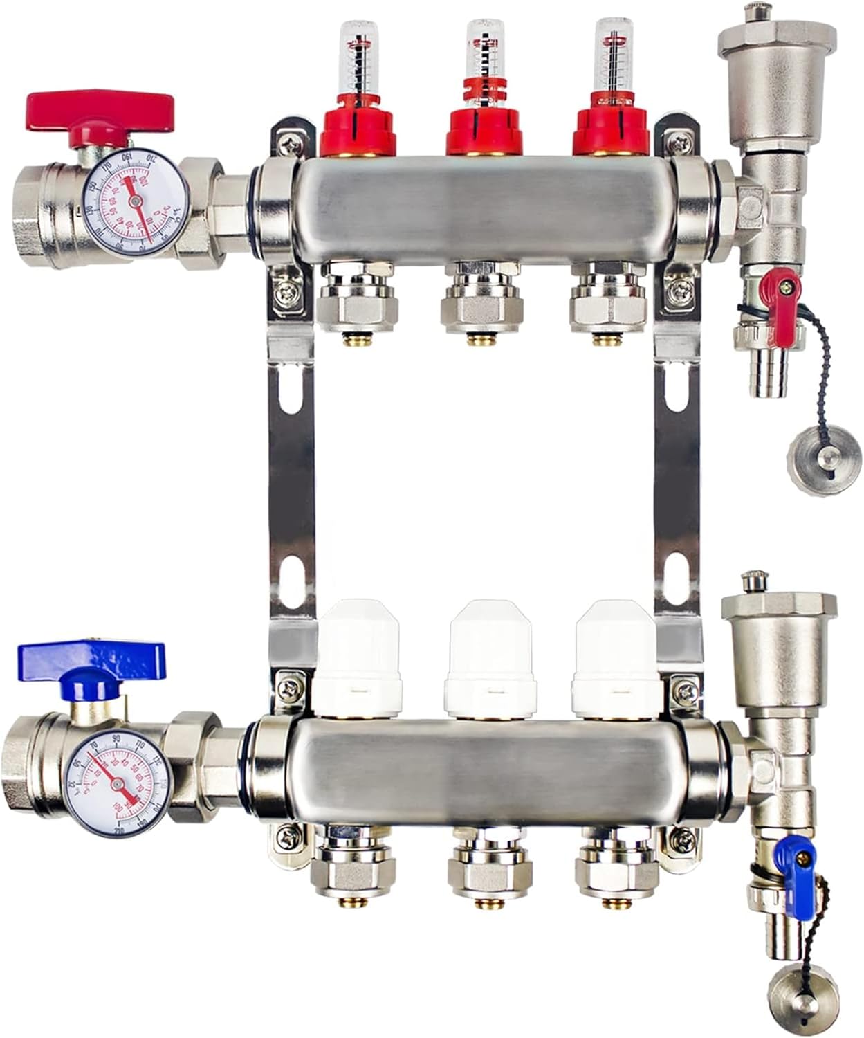 3 Loop Heat Manifold with 1/2 Inch Adapters Included Floor Heating ...