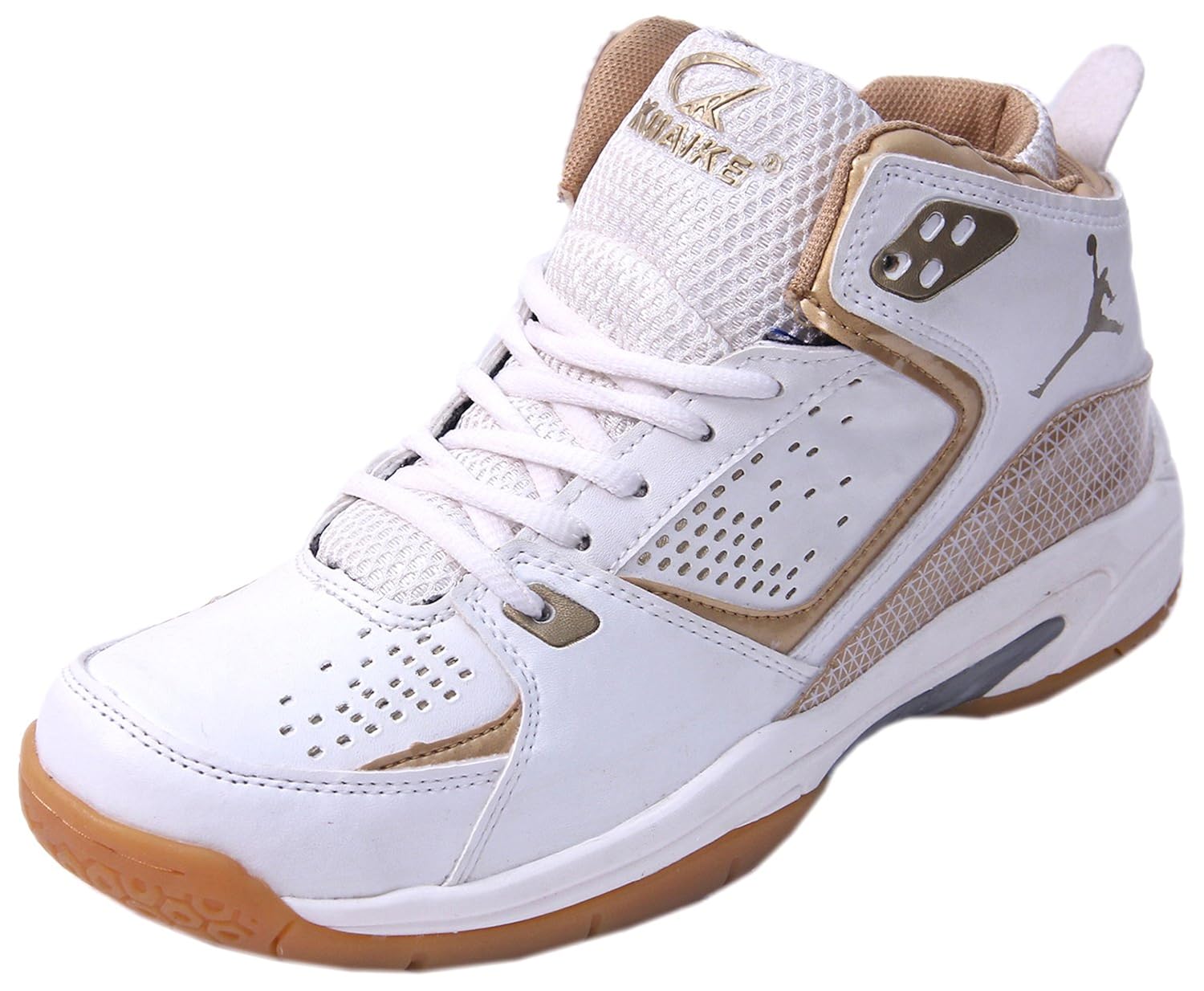 Kuaike Men's Golden & White PU Basketball Shoes - 11 UK : Amazon.in ...