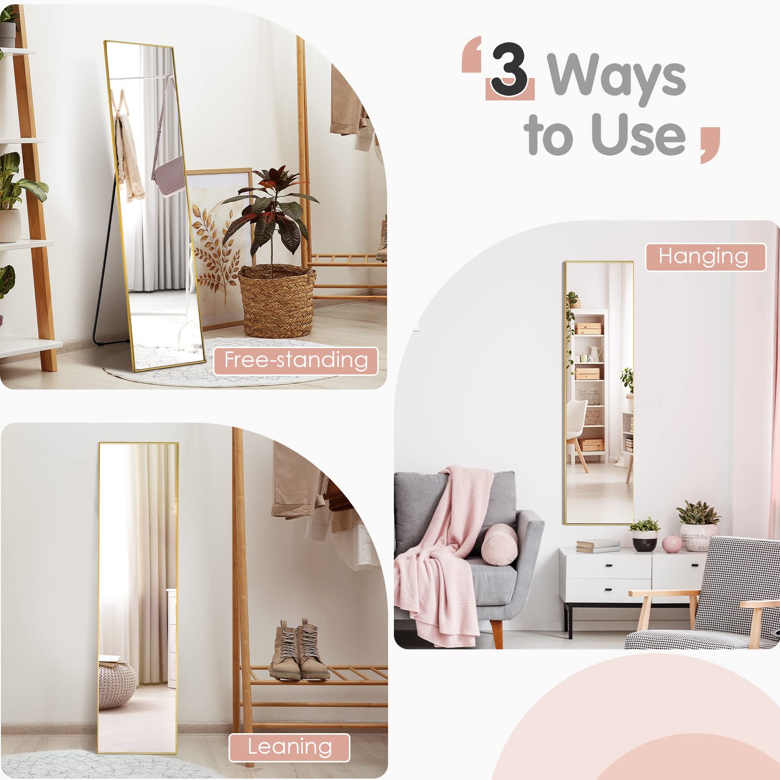 Three Way Mirror Living Room Floor All Glass Glam LED Dressing Table