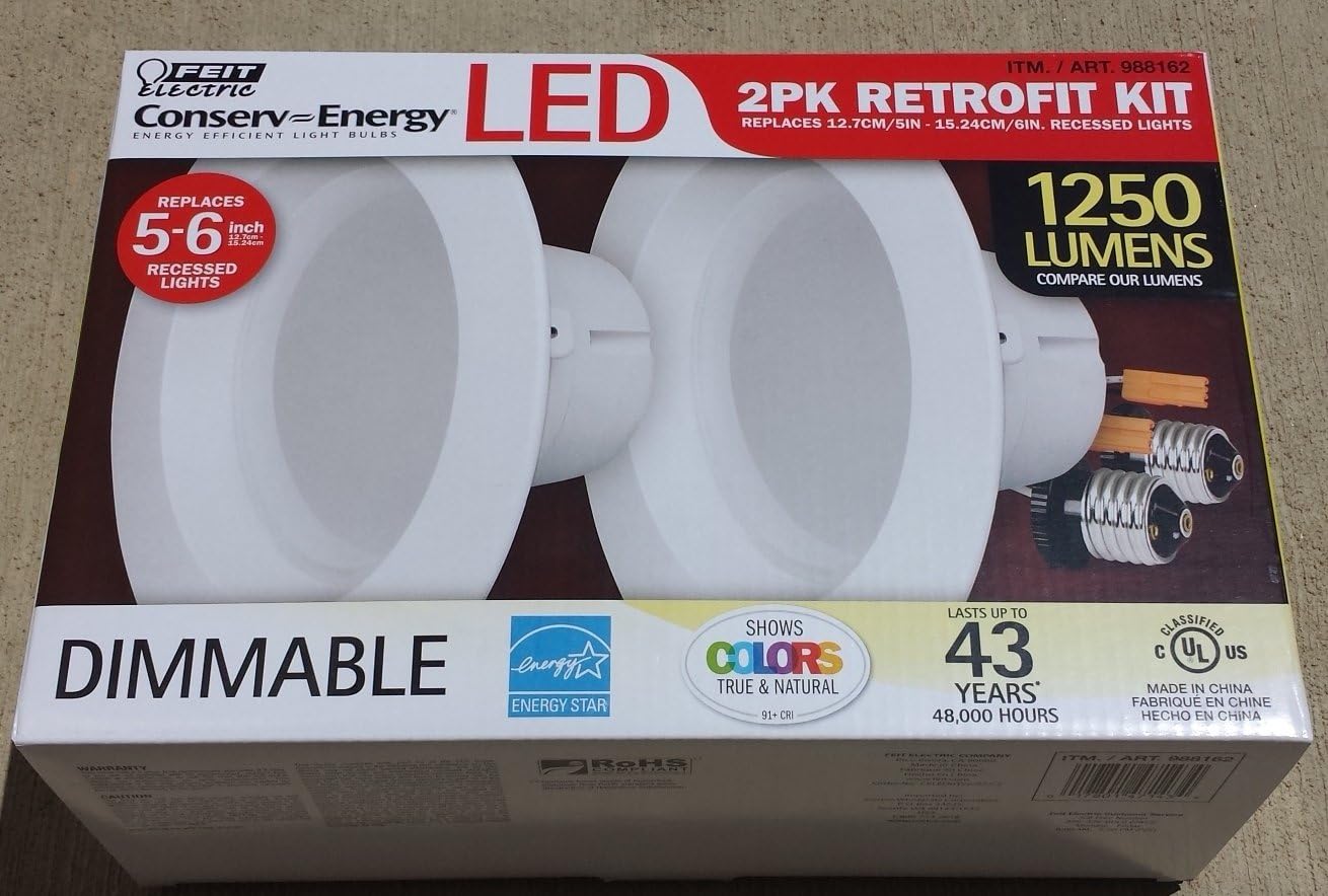 Feit Electric, LED 2 Pack Retrofit Kit, Replaces 5-6 inch, Soft White ...