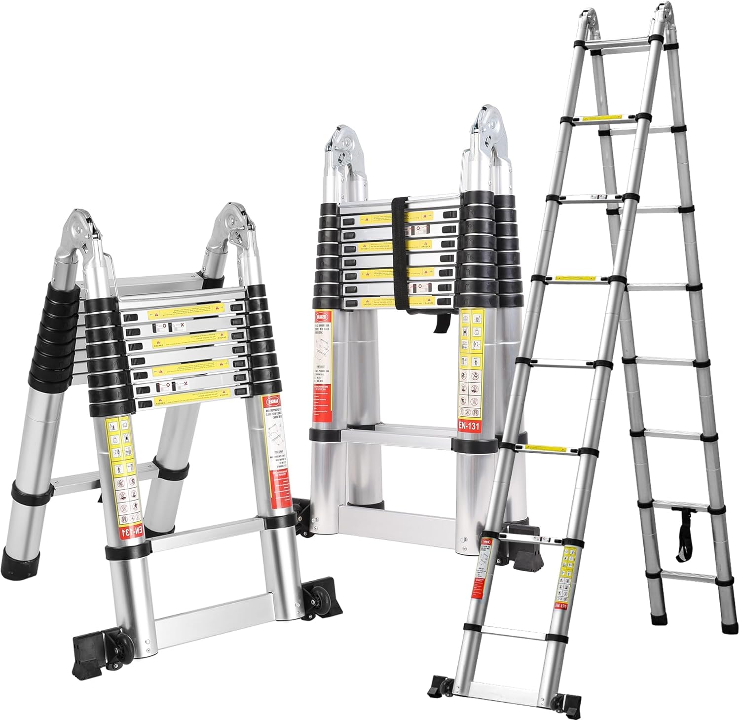 BOWEITI Aluminum Telescoping Ladder - Collapsible, Lightweight, 16.5FT ...