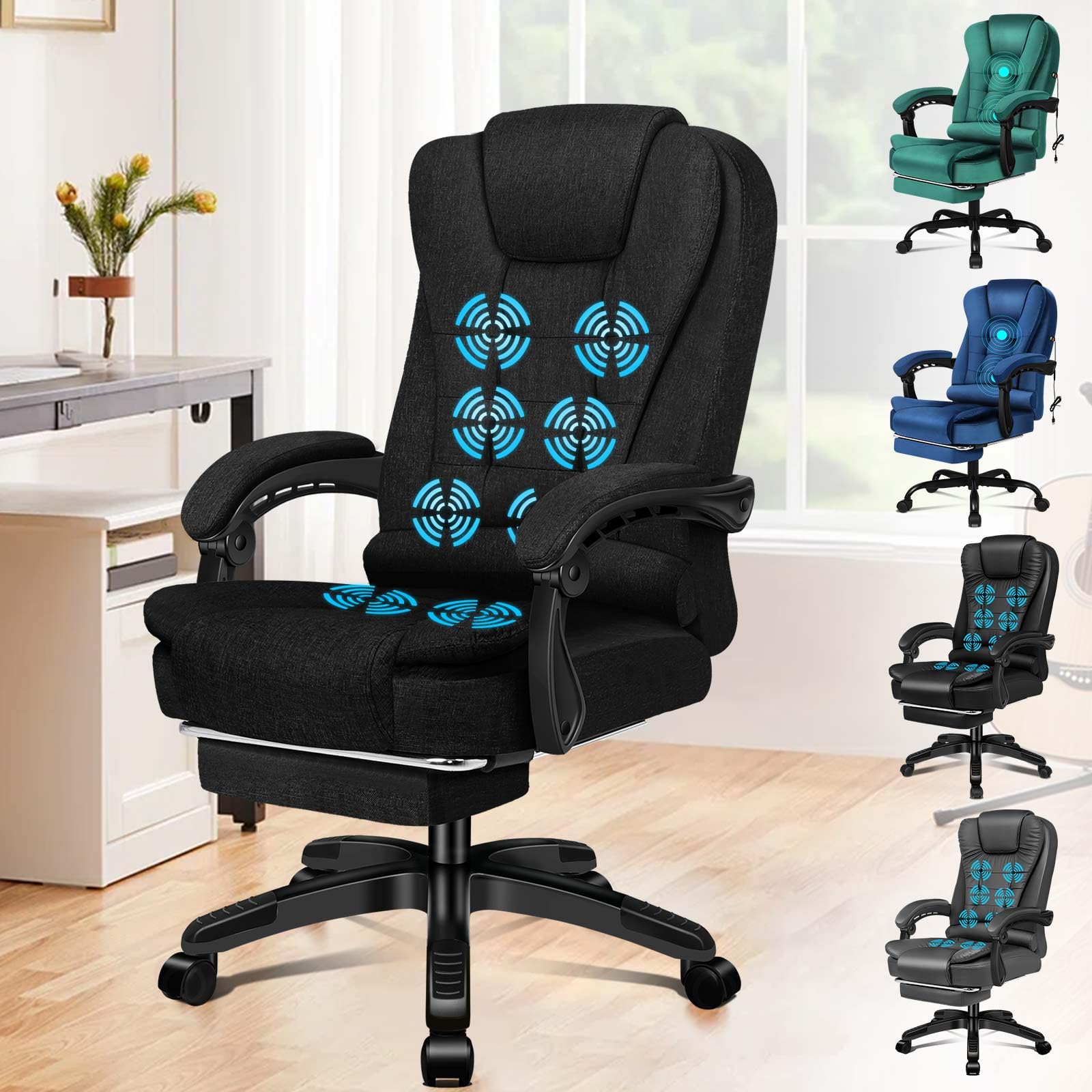 Elfordson Executive Office Chair With 8 Point Massage Seat Heated ...