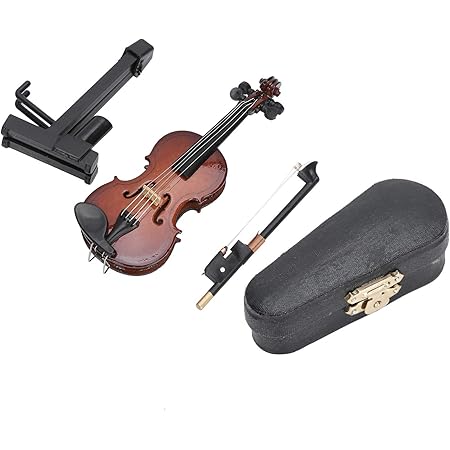 Amazon.com: Dselvgvu Wooden Miniature Violin with Stand,Bow and Case ...