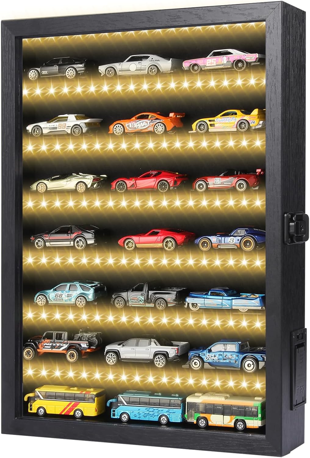 Amazon.com: 1/64 Model Cars Display Case with LED Light, Black Wall ...