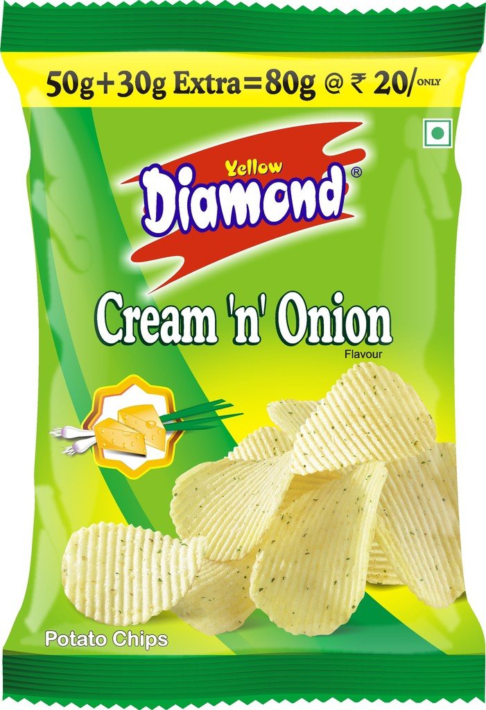Yellow Diamond Potato Chips Cream N Onion : Amazon.in: Grocery ...