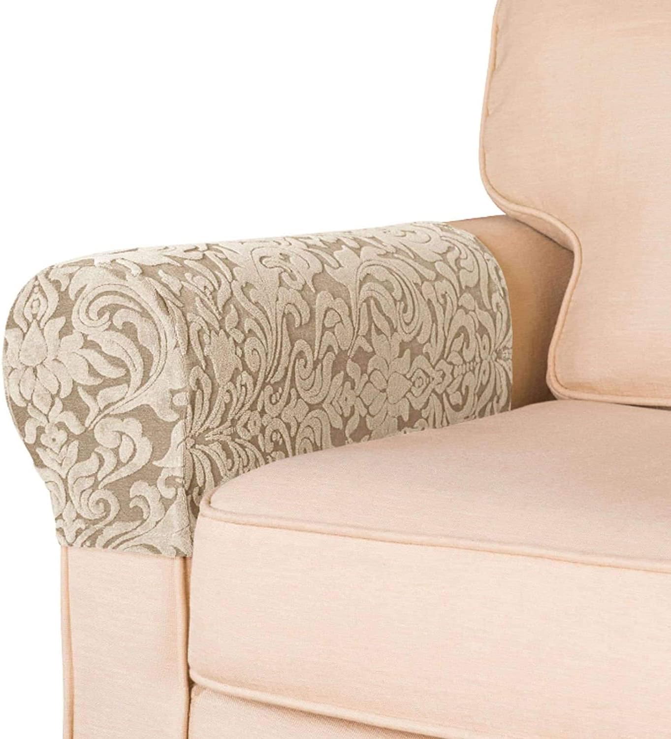 QPC Direct Swirl Jacquard Design Pair of Arm Caps (Cream) : Amazon.co ...