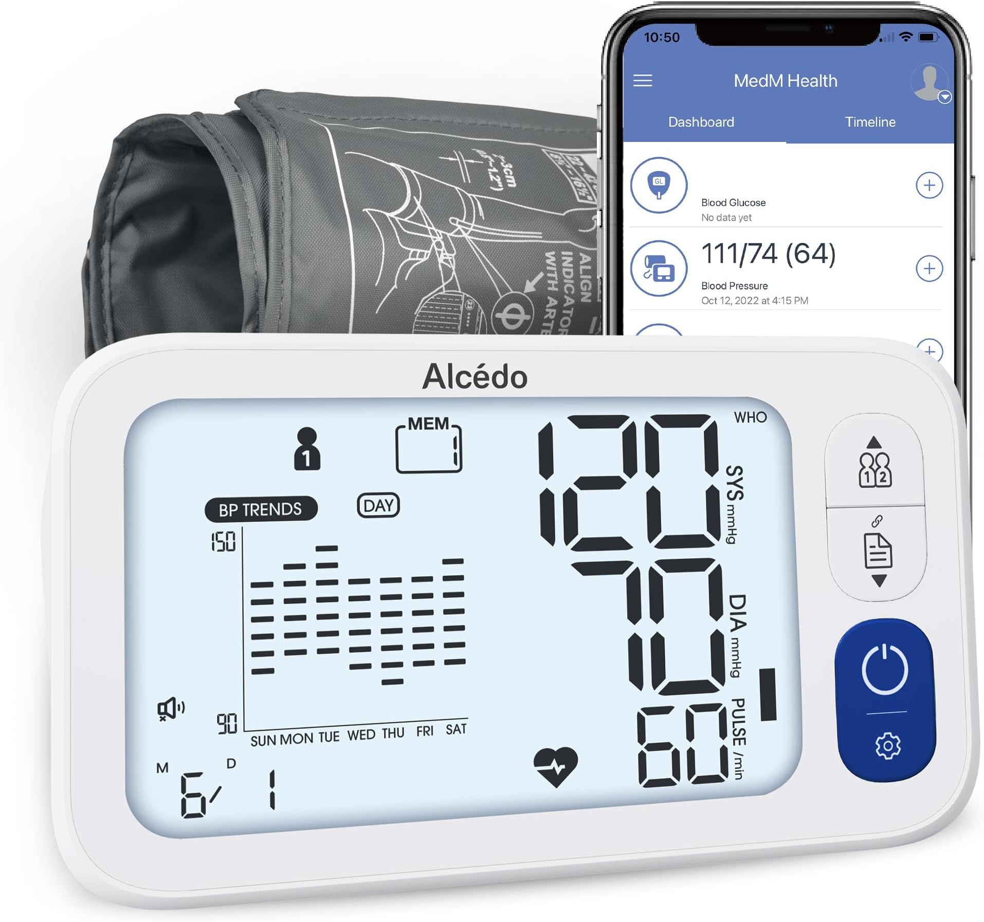 Amazon.com: Alcedo Bluetooth Blood Pressure Monitor for Home Use ...