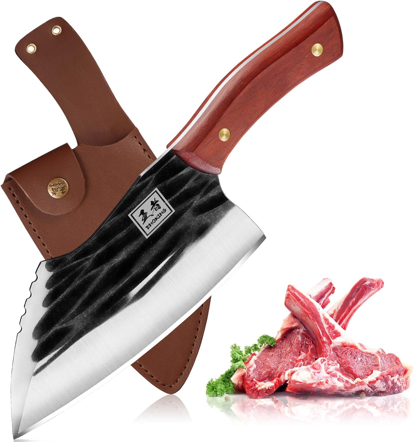 Amazon.com: ENOKING Butcher Knife, 7.1-inch high carbon steel meat ...